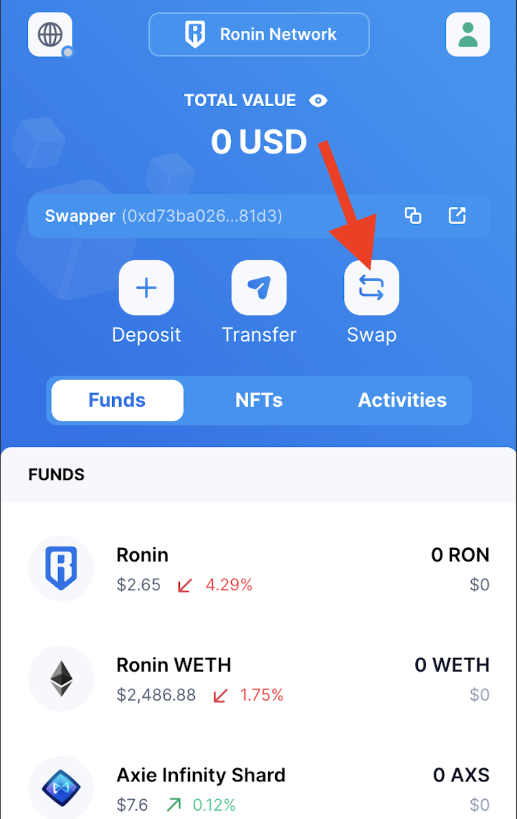 How to swap tokens in Katana – Ronin