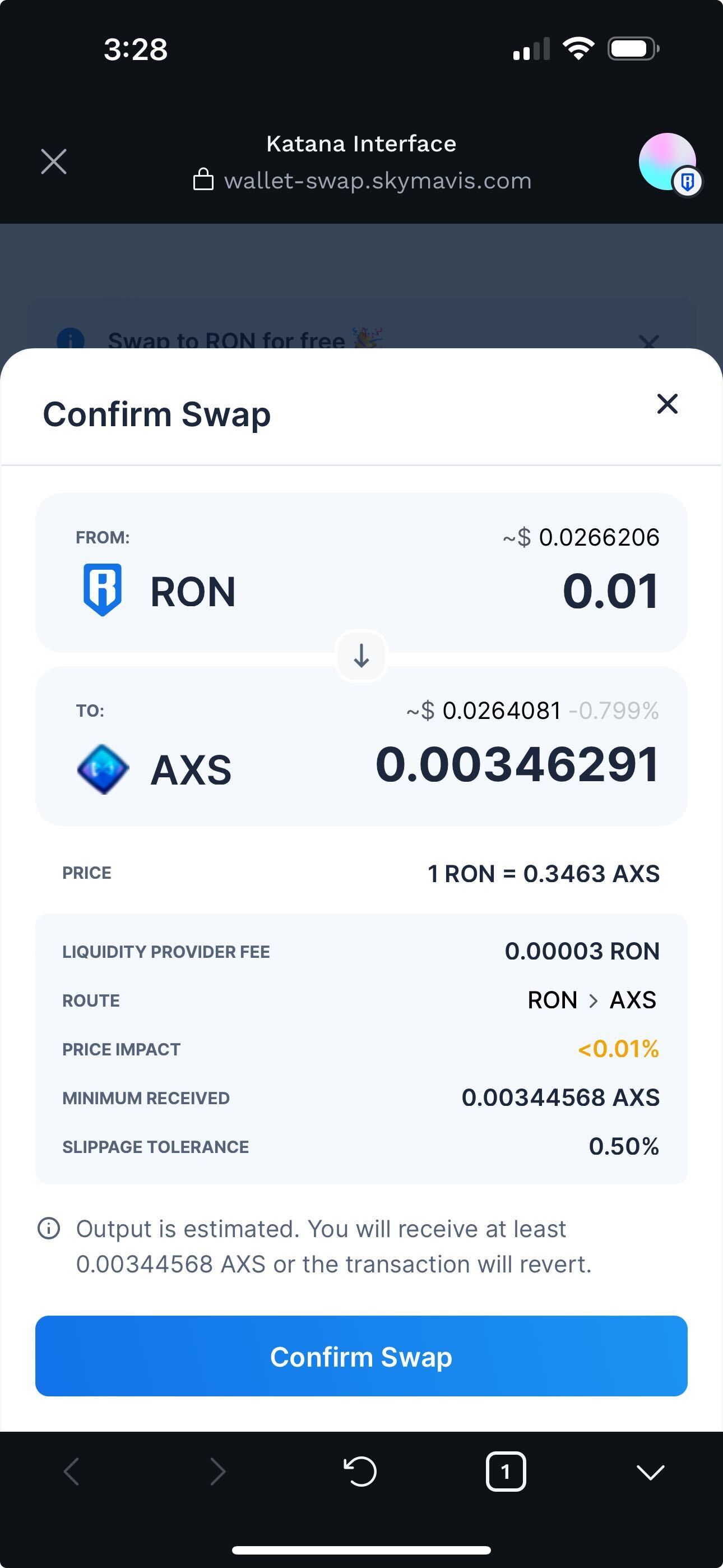 How to swap tokens in Katana – Ronin