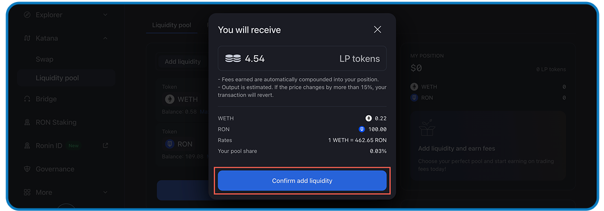 Katana Liquidity Pool Guide – Ronin