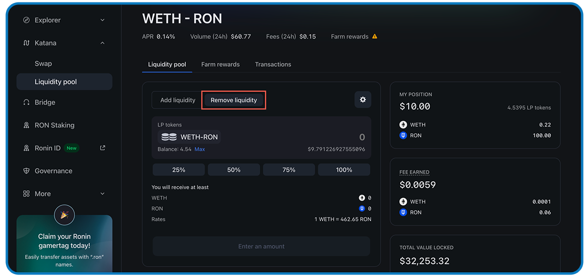 Katana Liquidity Pool Guide – Ronin