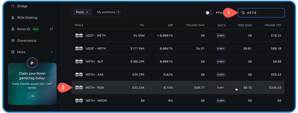 Katana Liquidity Pool Guide – Ronin