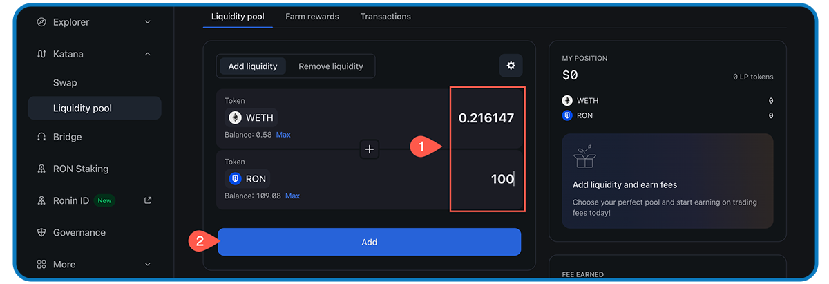 Katana Liquidity Pool Guide – Ronin