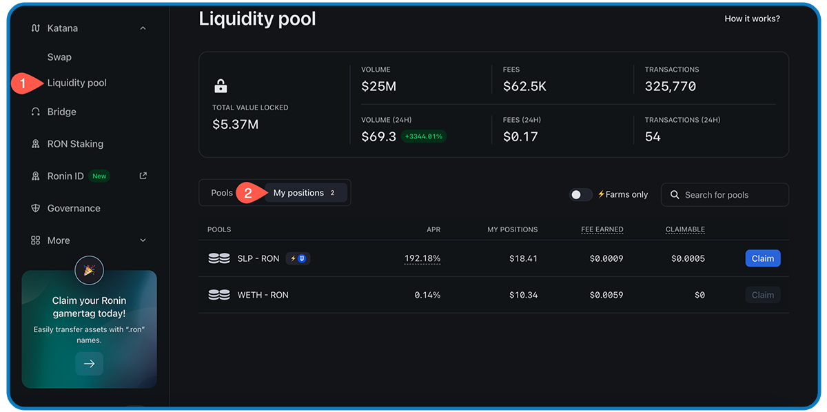 Katana Liquidity Pool Guide – Ronin
