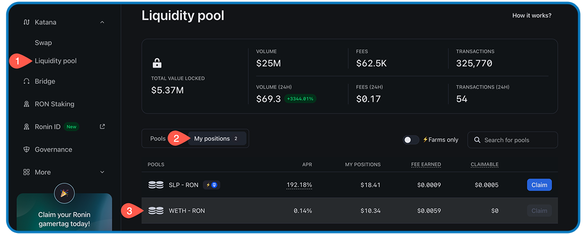 Katana Liquidity Pool Guide – Ronin