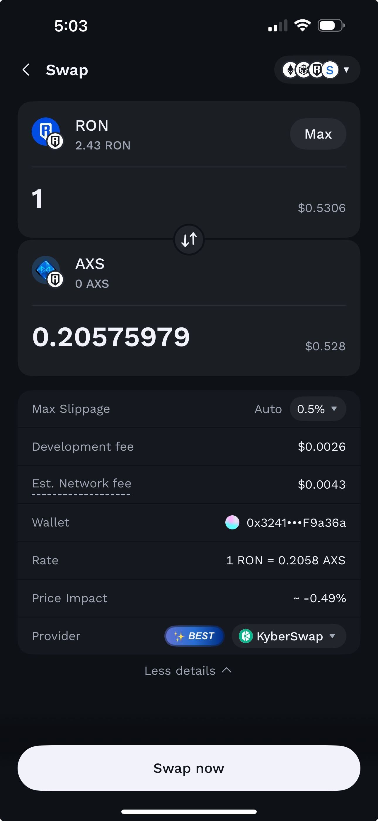 Como fazer Swap de tokens em Katana – Ronin